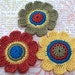 Crocheted 9 Petal Flower Appliques