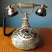 Marble Telephone. Vintage Green Princess Phone w Gold Detail