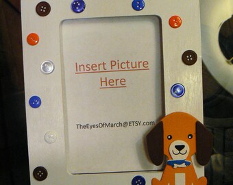 Fish Button Picture Frame Baby Shower Gold Fish by theeyesofmarch