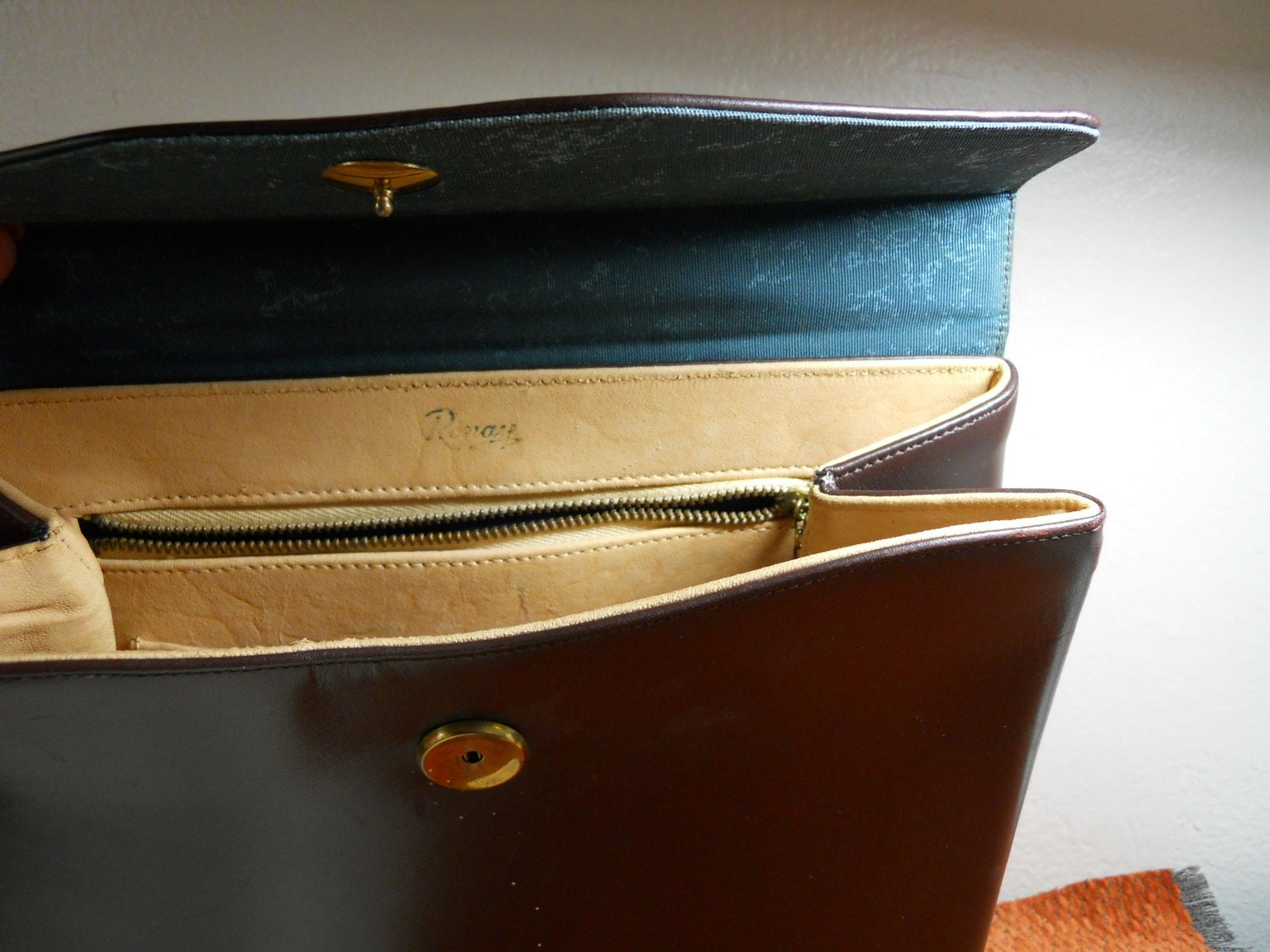 Vintage Ronay Brown Leather Designer Purse with by PUEBLODOVEARTS