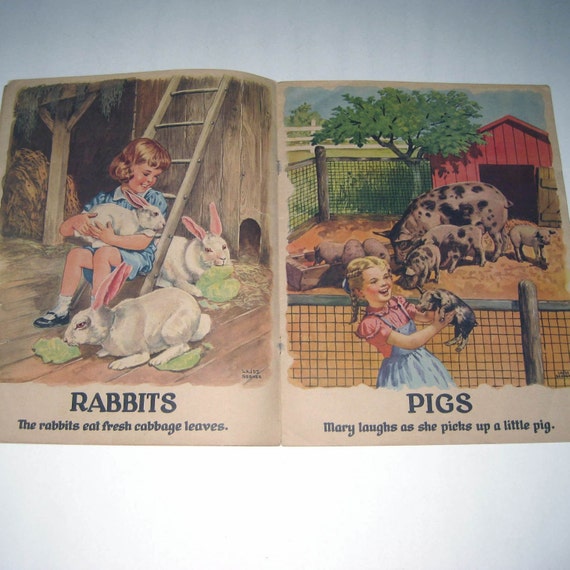 Giddap Donkey Animal Book Vintage 1940s Over Sized