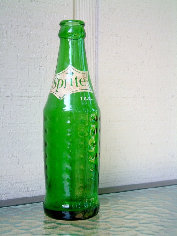 Items similar to Vintage 1960s Sprite Bottle Collectible Bright Green ...