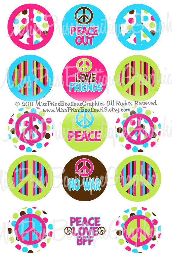 Items similar to 4x6 - FUN GIRLY PEACE - Instant Download - Fun Girly ...