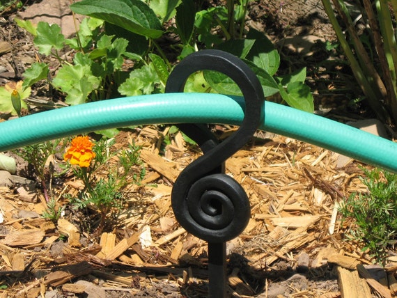 Items similar to 4 Hand Forged Garden Stakes/Hose Guide by Pa ...