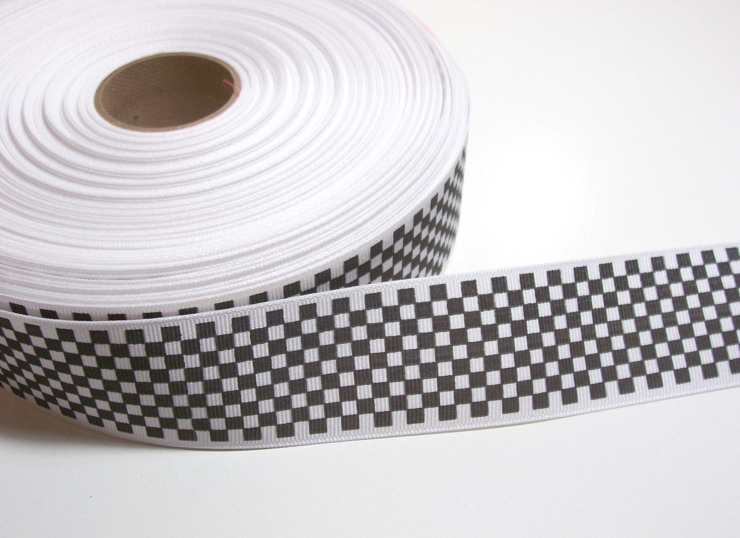 Black and White Checked Grosgrain Ribbon 1 1/2 inches wide x 1