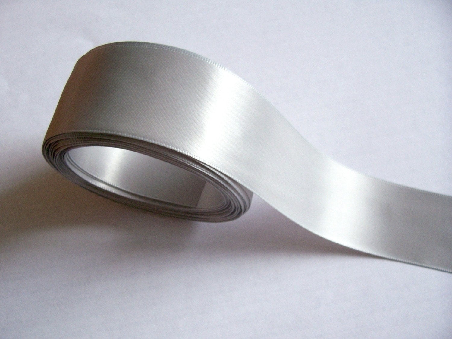 Silver Ribbon Offray Double-Faced Silver Satin Ribbon 1 1/2