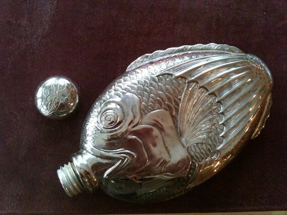 TOWLE silver fish flask VINTAGE ANTIQUE by OdeToJune on Etsy