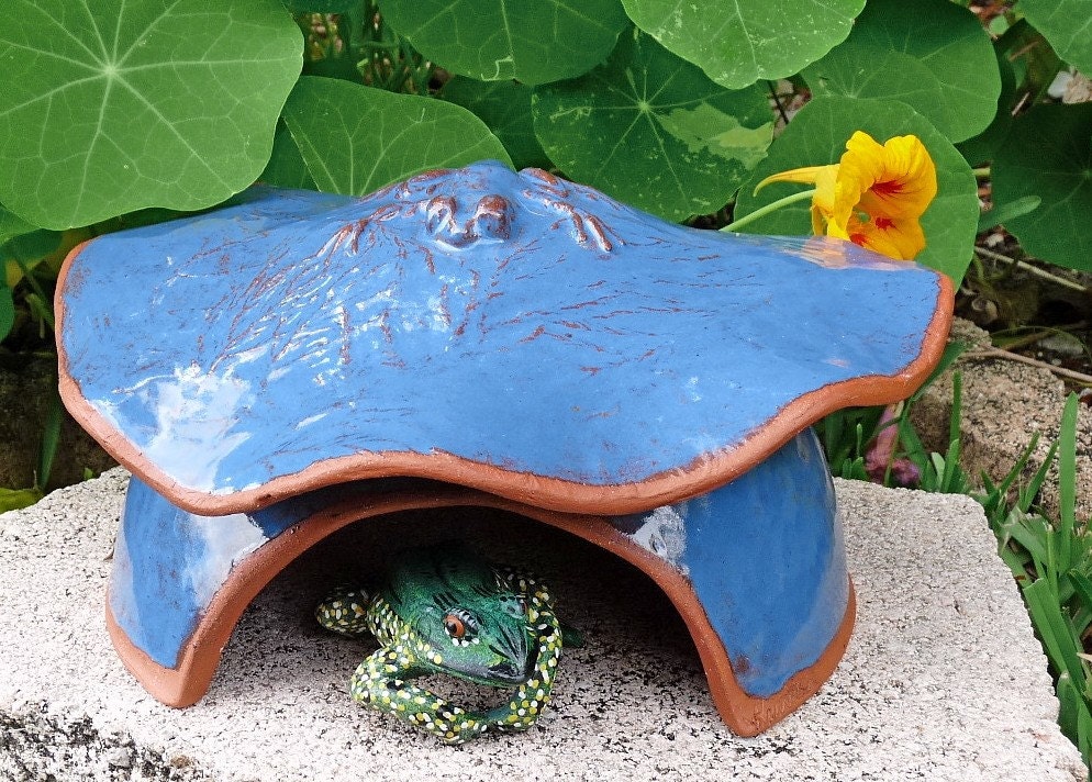 Big Blue Toad Abode House For Green Gardening by QueenBeePottery
