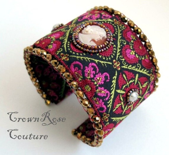 Items similar to CAMEO and BUKHARA Arabesque Brocade beaded Regal cuff ...