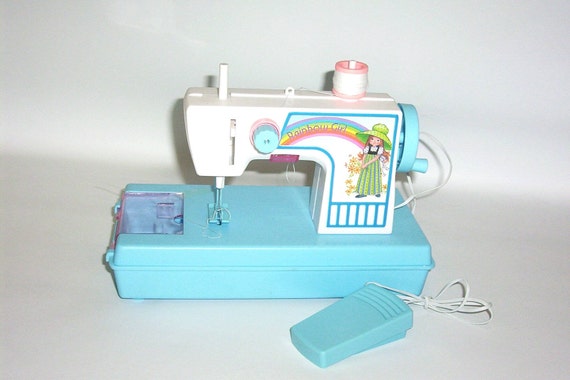 Vintage Rainbow Girl Sewing Machine Battery Operated Toy