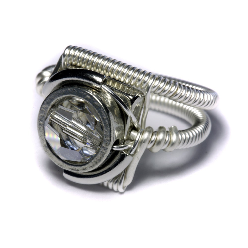 Cyberpunk Jewelry RING Silvershade Swarovski Crystal