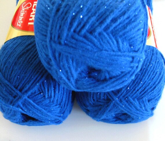 Red Heart Shimmer yarn Royal blue with blue metallic by crochetgal
