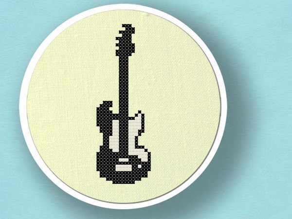 Electric Guitar. Musical Instrument Cross Stitch PDF Pattern
