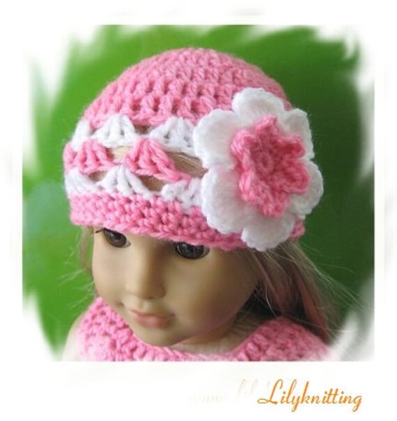 PATTERN in PDF Crocheted doll hat for American by LilyKnitting