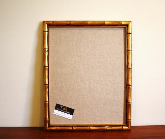 Bulletin board with vintage gold bamboo frame