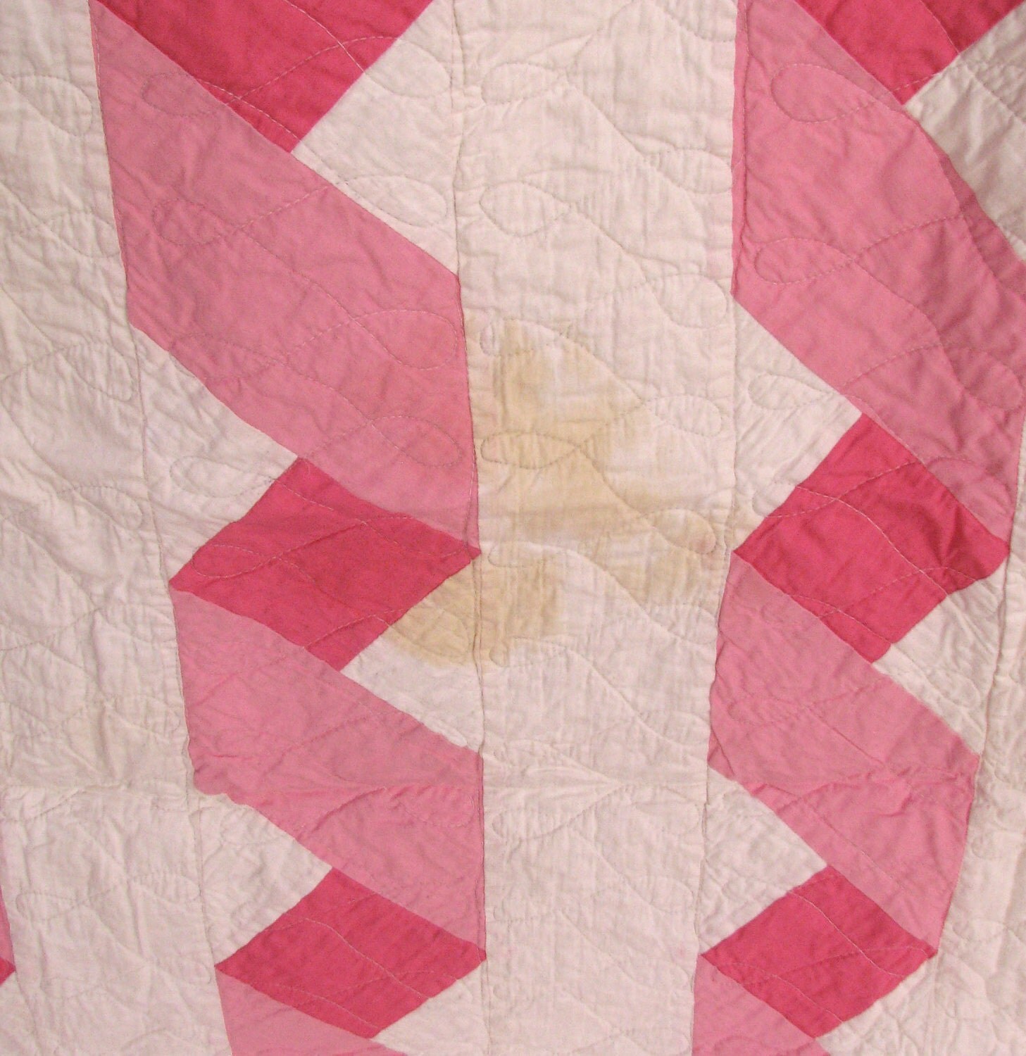 Vintage Quilt pink and white strippy antique by PureAndSimplyMe