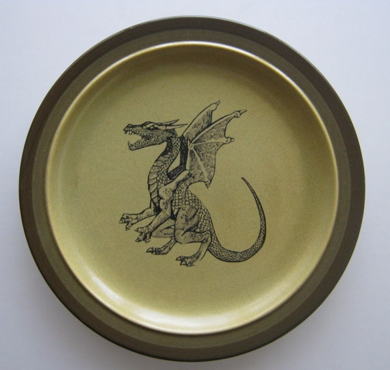DRAGON Altered Vintage Plate Home Decor retro