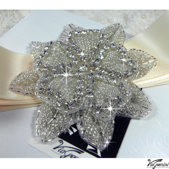 Rhinestone Applique Rhinestone Flower Beaded Flower Crystal