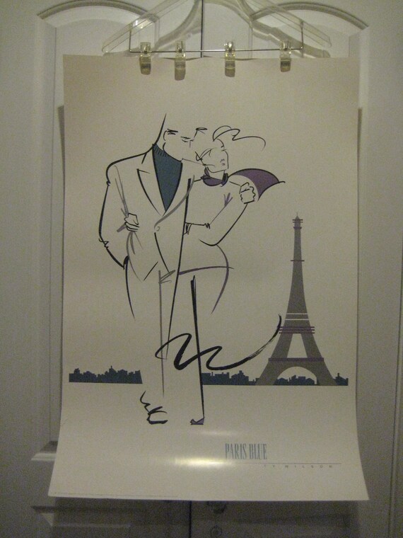 Items similar to Ty Wilson lithograph 'PARIS BLUE' modernist abstract ...