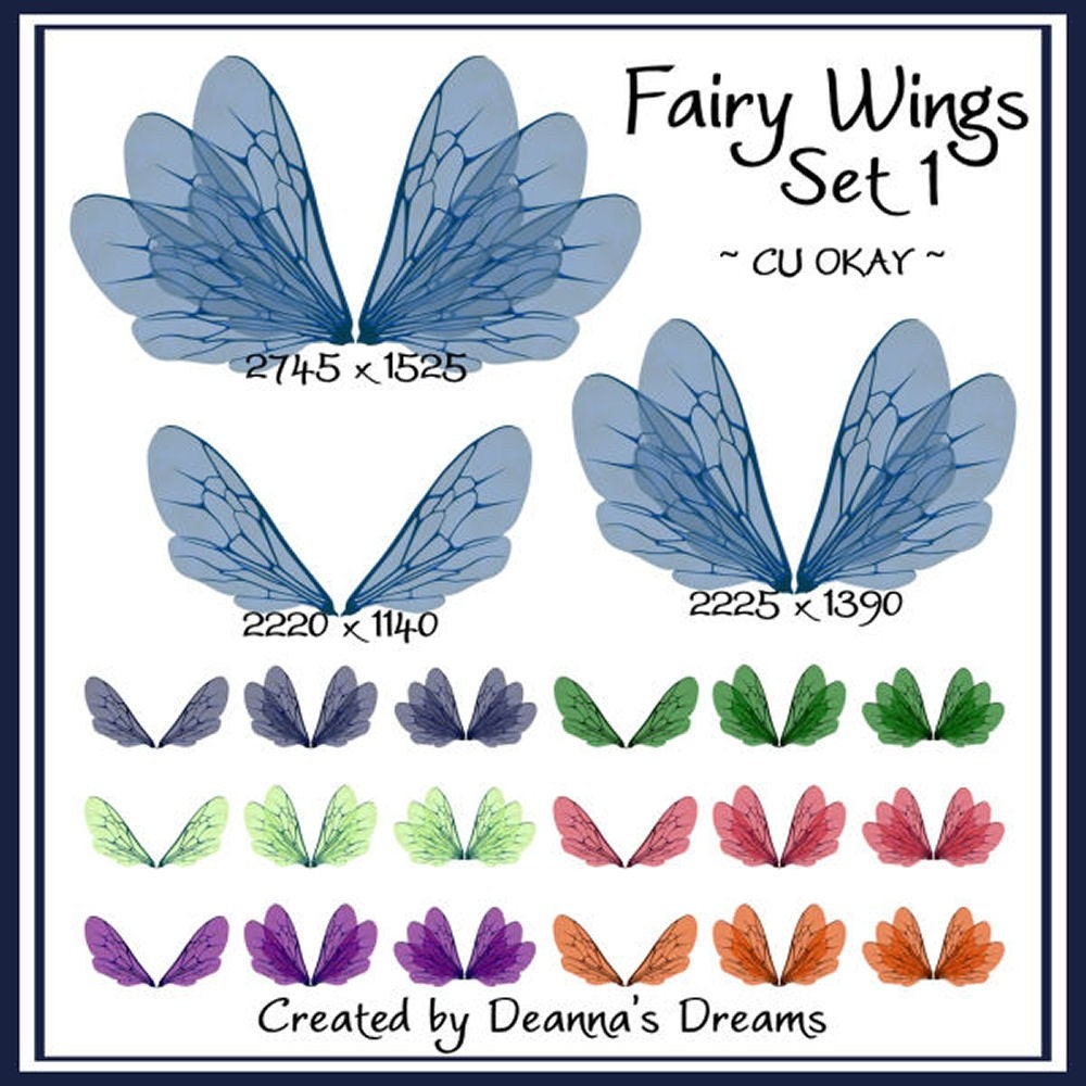 Fairy Wings Set 1 Graphics Clipart Collection by deannasdreams