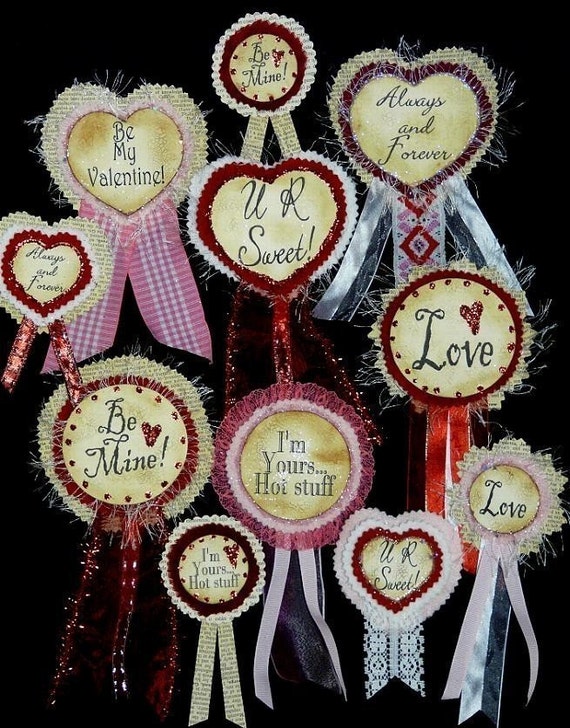 Valentine Badges pins PDF Pattern party by Hudsonsholidays
