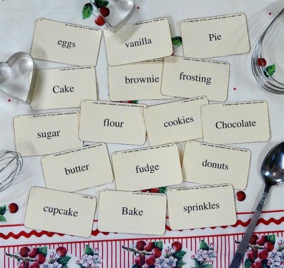 Items similar to Baking Cooking Kitchen FLASH CARDS - PDF vintage like ...