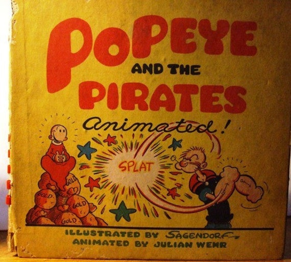 Items similar to VINTAGE POP UP BOOK POPEYE AND THE PIRATES ANIMATED BY ...