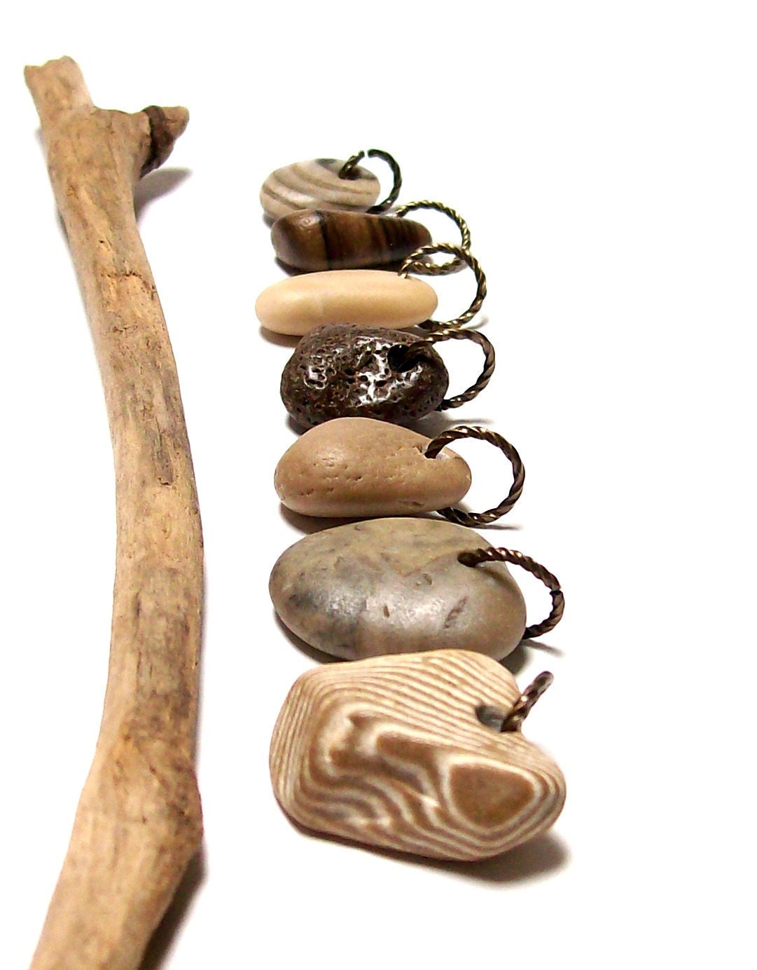 Beach Stone Beads Drilled Pebbles Authentic Michigan Fossils