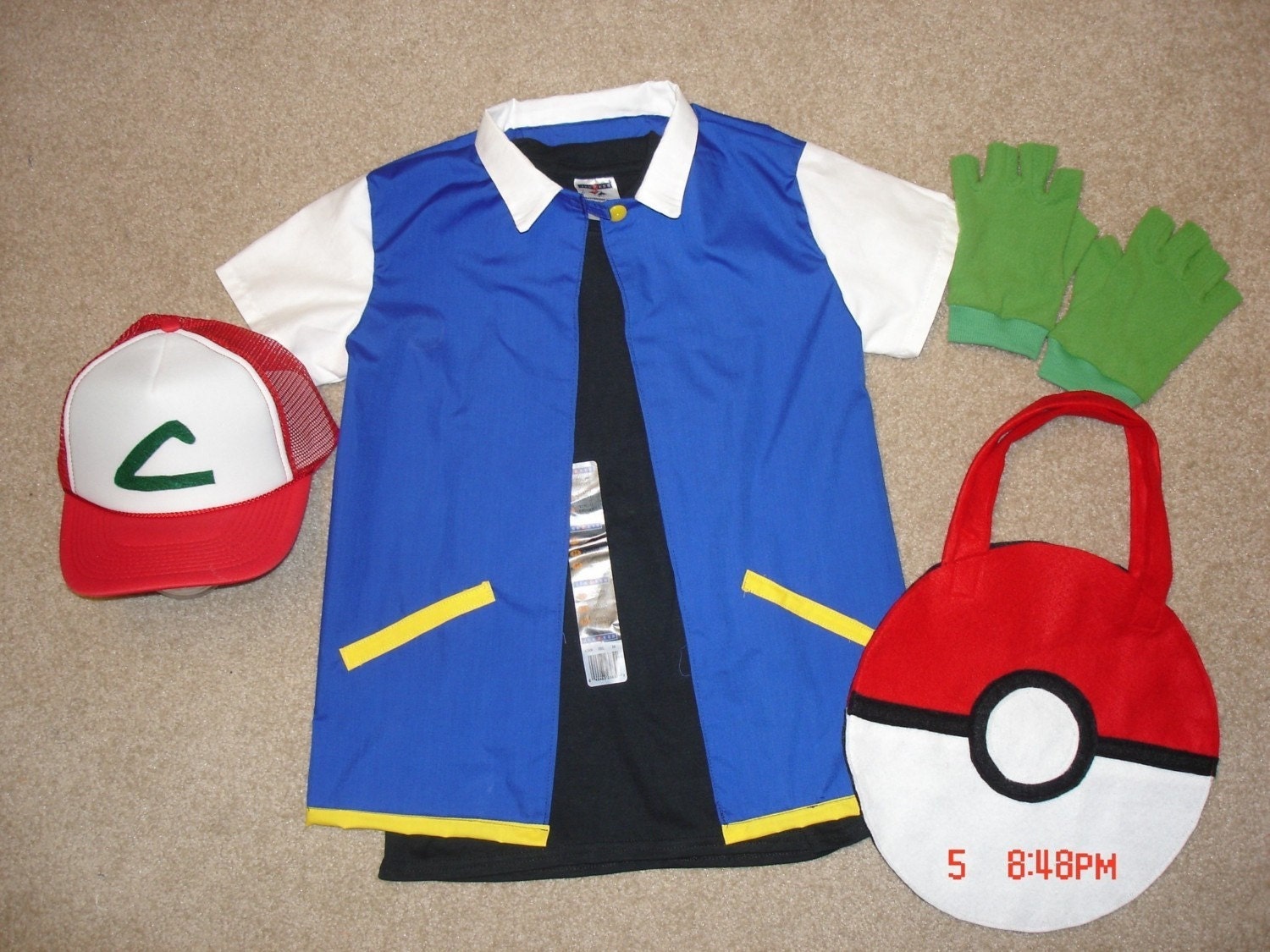 Adult Ash Ketchum Original Pokemon Trainer Costume with Shirt