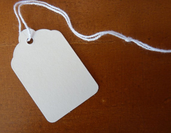 Plain white strung small tags set of 25