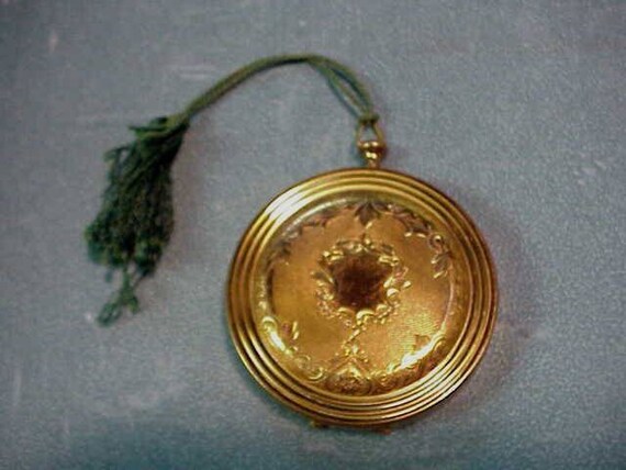 Vintage Pocket Watch Gold Medallion COMPACT Pill Box by 123Vintage