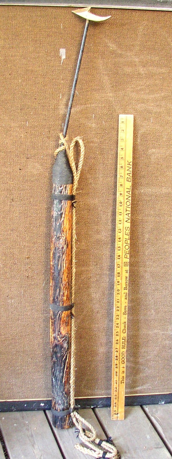 Vintage HARPOON WOODEN DECOR unique rustic display cottage