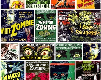 RETRO HORROR Digital Printable Collage Sheet Vintage