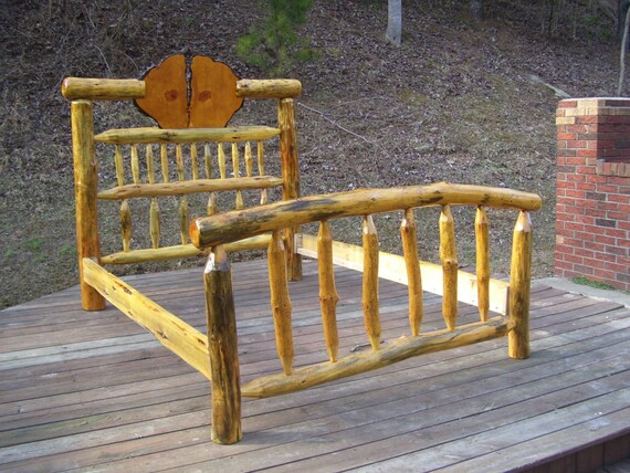 Items similar to Queen size log bed 023 on Etsy