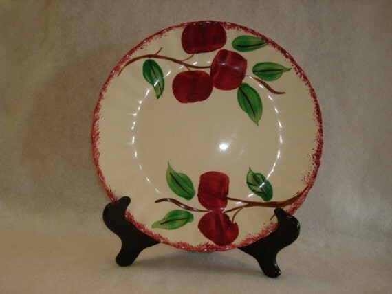 Blue Ridge Hand Painted Underglaze Plate by VintageCharmPlace