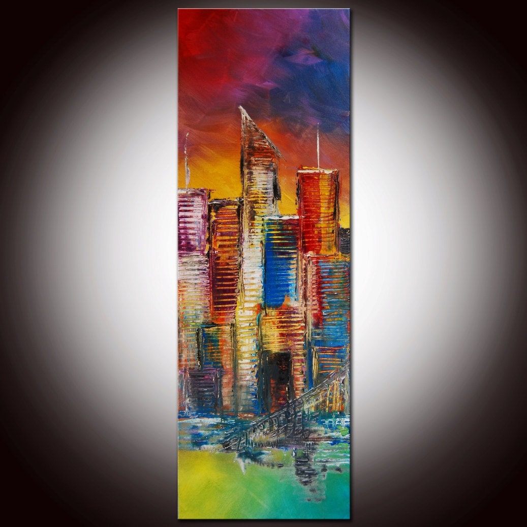 Large Abstract Cityscape Painting Original by Andrada