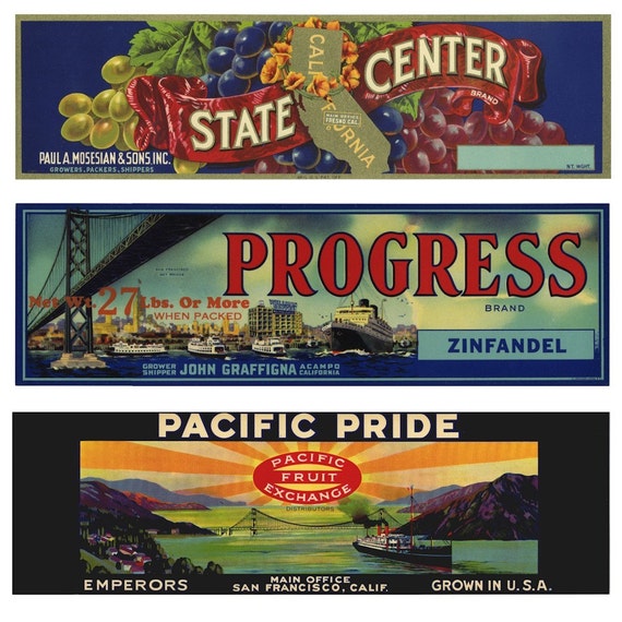 Vintage Grape Labels San Francisco California