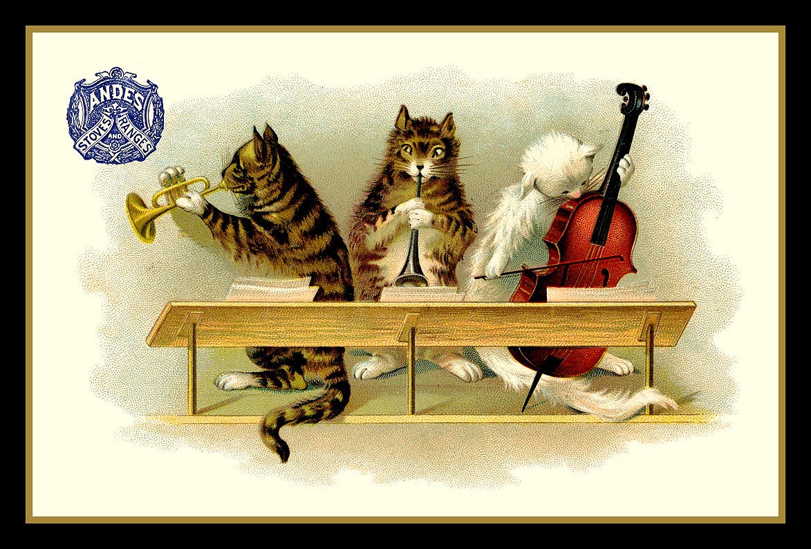 Cats Playing Musical Instruments Refrigerator Magnet