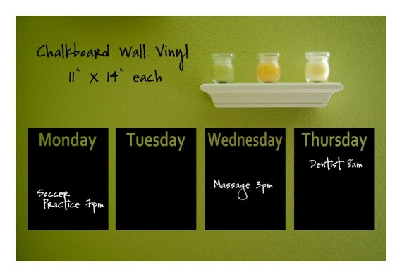Calendar Week Chalkboard Vinyl Decals Set SALE
