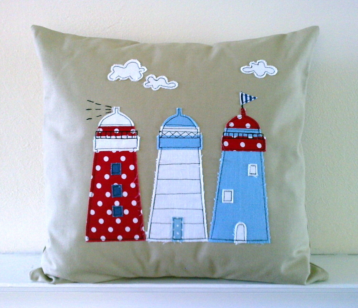 Set of 3 nautical linen applique cushion covers ..can also buy