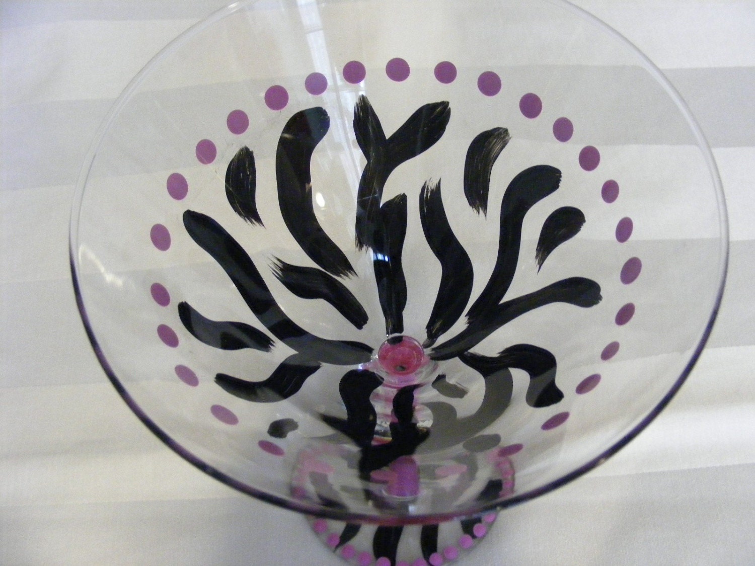 hand painted zebra print martini glass with hot by DelightfulFinds