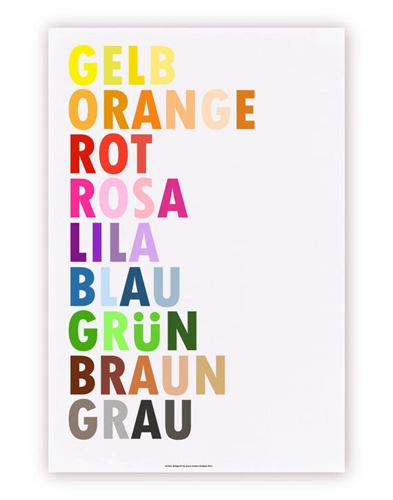 Items similar to Colors in German Poster, Ferben, Large 20 X 30 on Etsy