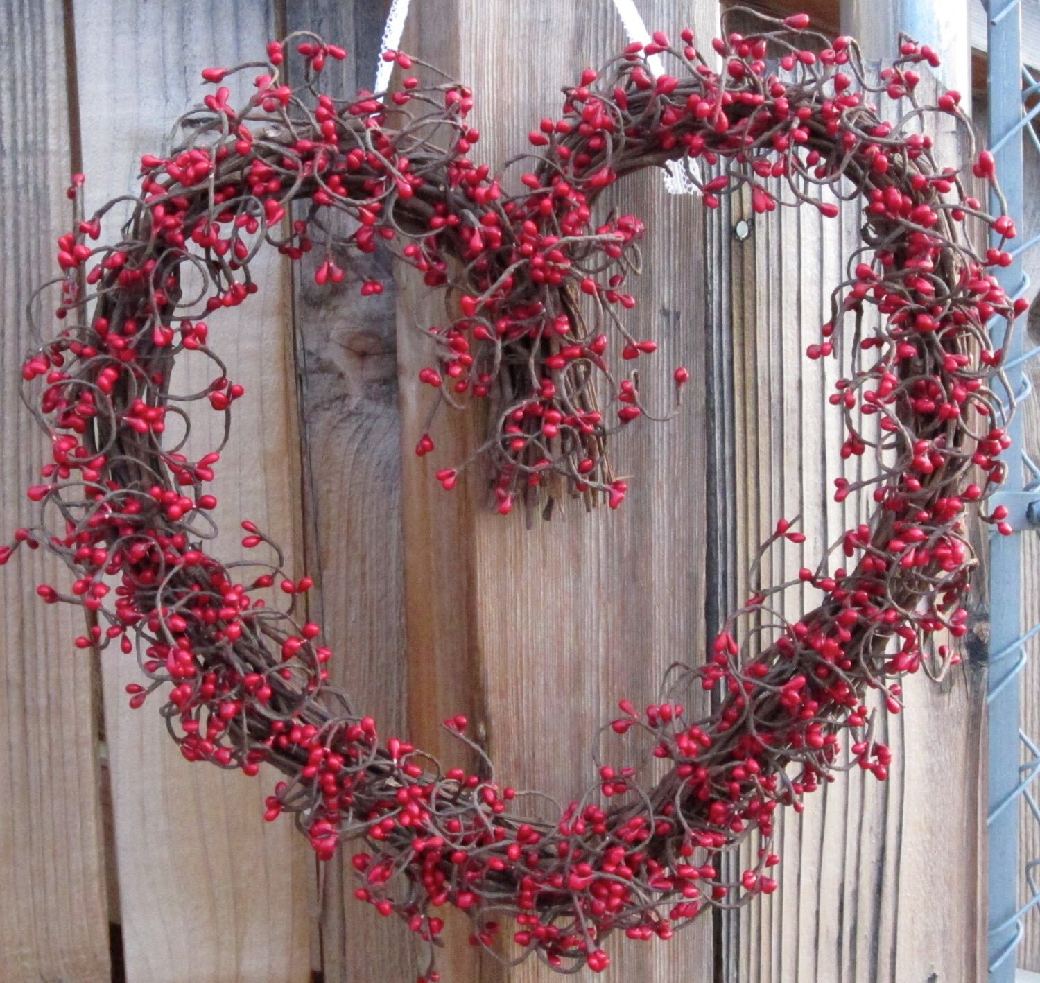 Heart Shaped Wreath Red berry wreath Valentines Day door