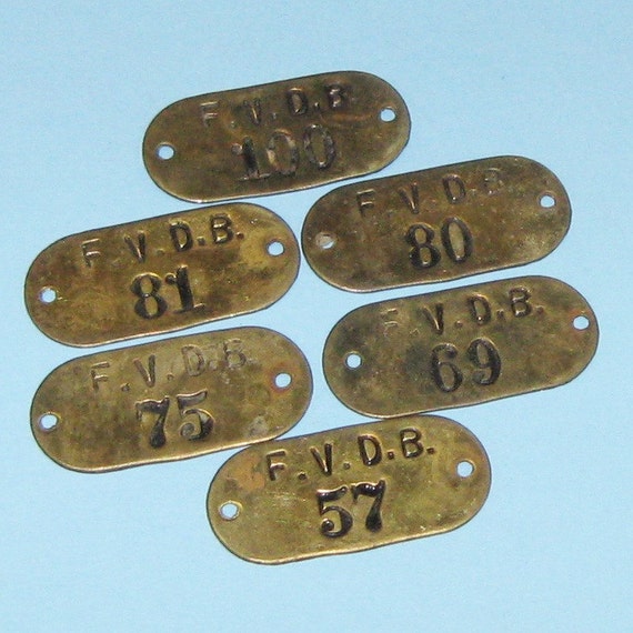 3 Vintage Brass Number Tags Brass Numbered Tags Vintage Post
