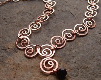 Copper Necklace Hammered Copper Swirls statement necklace eco friendly ...