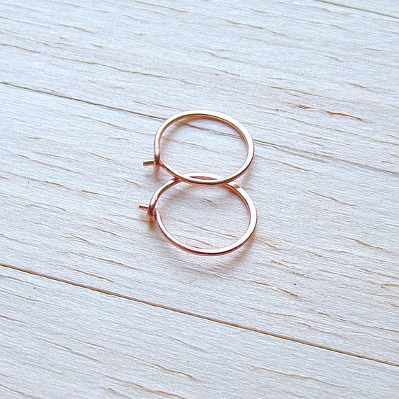 Items similar to Small Copper Hoops Hammered Hoop Earrings unisex hoop ...