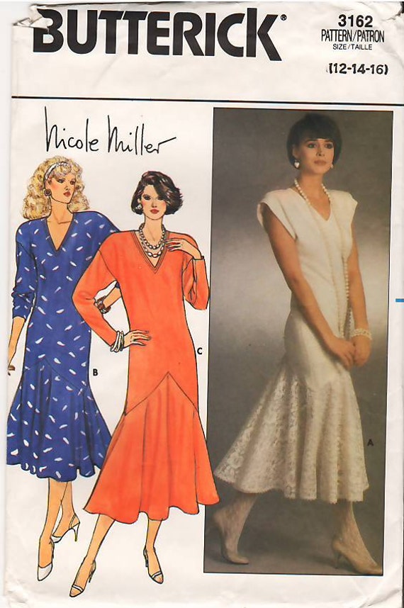 Vintage Pattern Butterick 3162 Nicole Miller Dress Flapper
