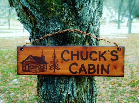 Items similar to Personalized LOG CABIN Sign Rustic Wood Burned Custom ...