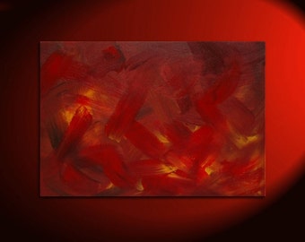 Big Abstract Textured Painting Red Red Brown Orange Fall