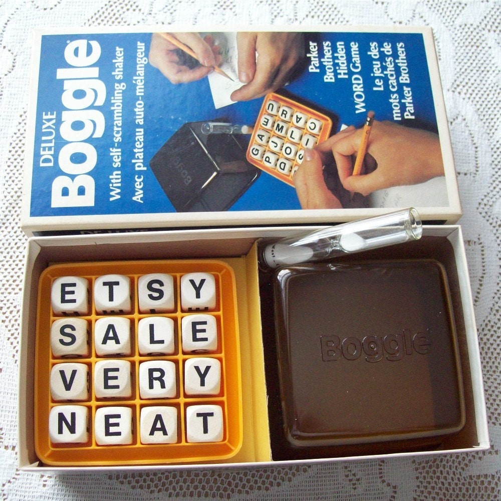 1976 Deluxe Boggle Game Wooden Letter Cubes